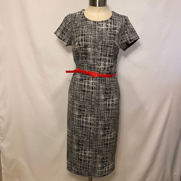 Tacera | Dresses | Tacera Brand Black And White With Red Belt Knee High ...